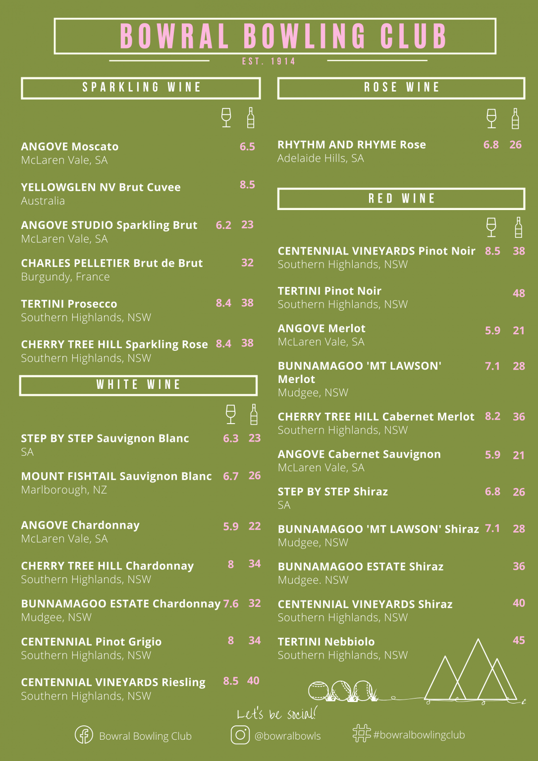 Menus - BOWRAL BOWLING CLUB